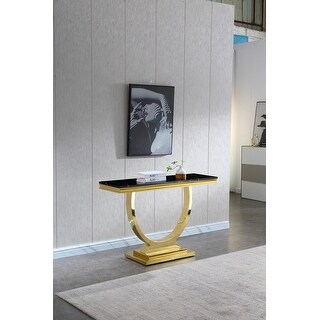 47" Modern Rectangular Marble Console Table, 0.71" Thick Marble Top, U ...